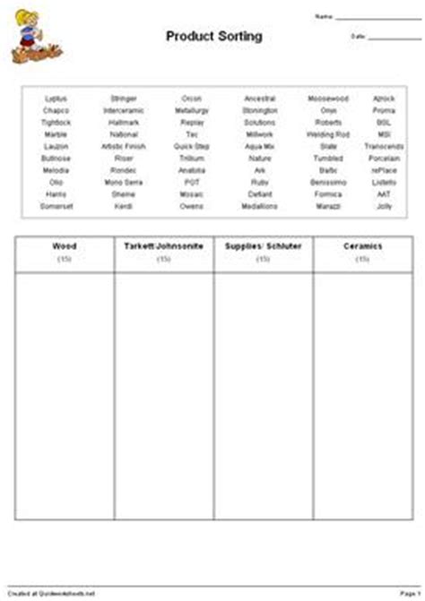 Product Sorting Sort Into Categories Worksheet Quickworksheets