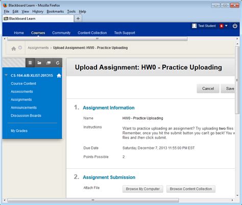 Instructions For Submitting An Assignment Via Blackboard