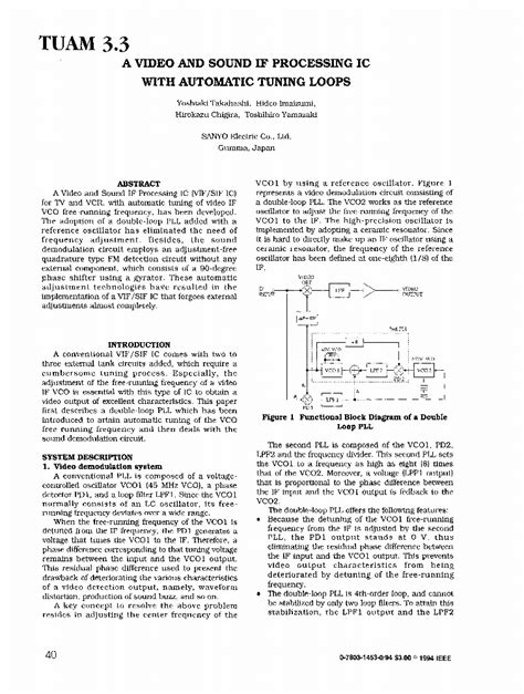 A Video And Sound If Processing Ic With Automatic Tuning Loops Ieee