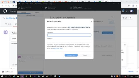 Authentication Error While Publishing Branch Using Github Desktop Issue Desktop