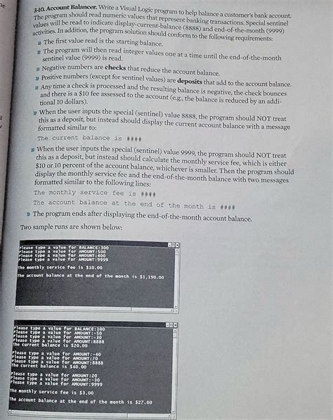 This Has To Be Done In Flowchart Form Or In Visual Logic 3 10 Account Balancer