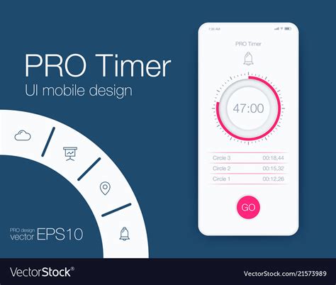 timer application ui design concept stock vector image