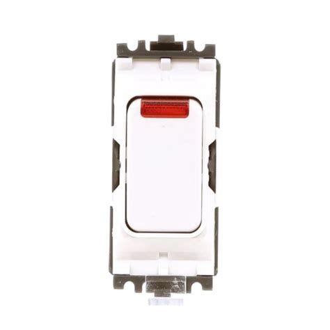 MK K4896NWHI 20A Double Pole 1 Way Grid Module Switch With Neon