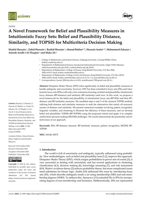 Pdf A Novel Framework For Belief And Plausibility Measures In Intuitionistic Fuzzy Sets