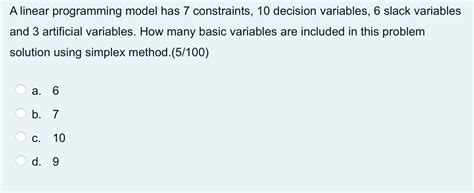 Solved Alinear Programming Model Has 7 Constraints 10