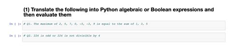 Solved Translate The Following Into Python Algebraic Or Chegg
