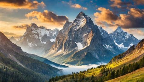 Big Mountains Against Blue Sky With Clouds Beautiful Natural Landscape