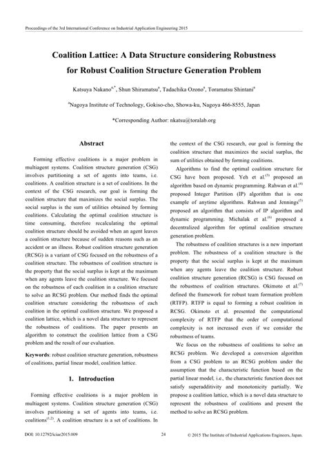 pdf coalition lattice a data structure considering robustness for