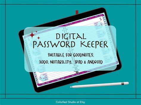 digital password tracker password keeper log with hyperlinked tabs for goodnotes notability