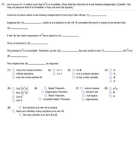 Solved 12 Let A Be An Mxn Matrix Such That Aa Is
