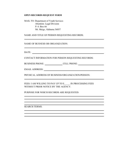 Alabama Open Records Request Form Fill Out Sign Online And Download Pdf Templateroller