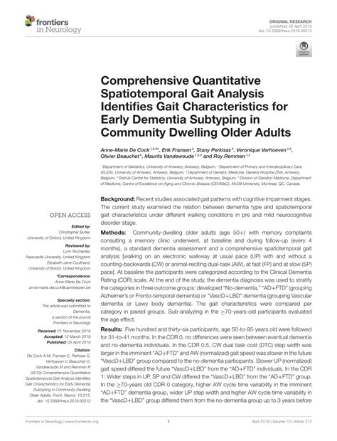 Pdf Comprehensive Quantitative Spatiotemporal Gait Analysis