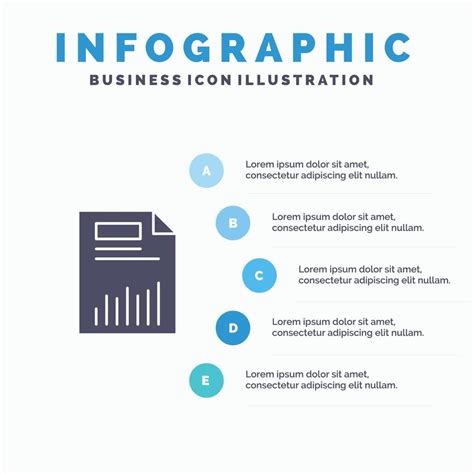 Document Business Chart Finance Graph Paper Statistics Solid Icon Infographics 5 Steps