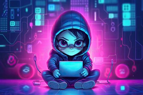 Anonymous Cute Hacker Concept Of Hacking Cybersecur Illustration Ai Generative Stock