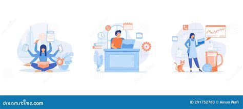 Multitasking Time Management Stock Vector Illustration Of Paper