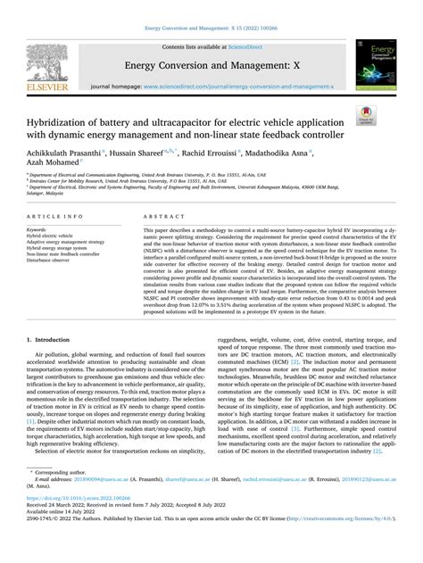 Pdf Hybridization Of Battery And Ultracapacitor For Electric Vehicle