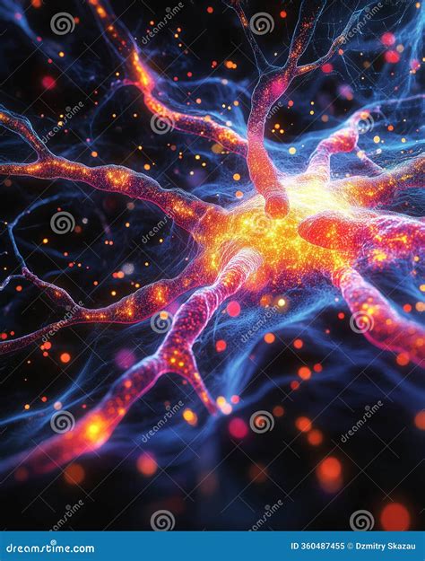 Neuro Mapping Visualization Of Neural Connections Revealing Vibrant Synapses Stock Image Image