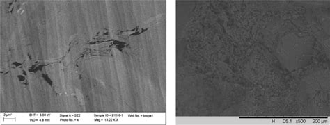 sem micrographs showing microstructure of shale left and sandstone