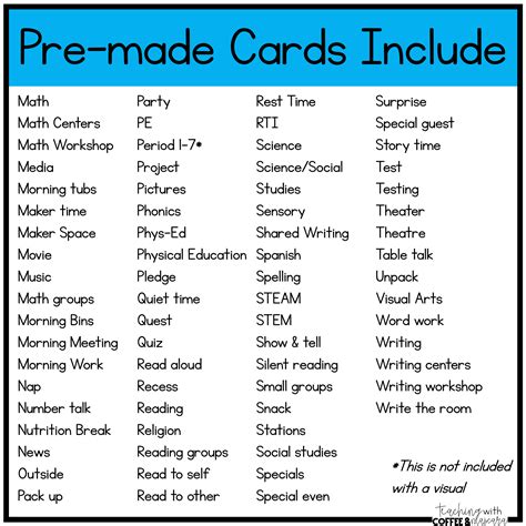 Classroom Daily Visual Schedule Cards Editable Primary Rainbow Made
