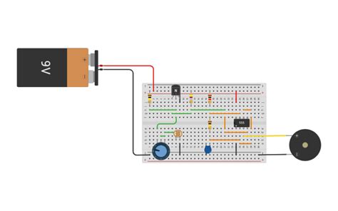 Circuit Design Fire Alarm Using 555 Tinkercad