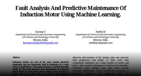 Paper Page Fault Analysis And Predictive Maintenance Of Induction Motor Using Machine Learning
