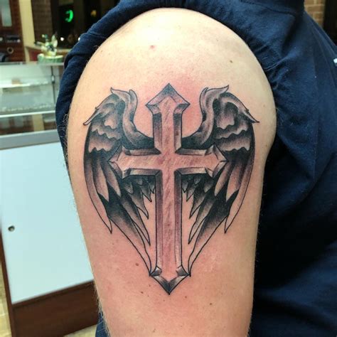 90 Shoulder Angel Wing Tattoos Feathers Of Serenity Psycho Tats