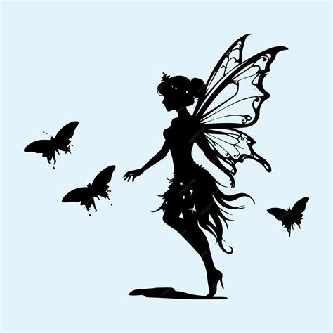 El Vector Del Clip Art De La Silueta Negra De Las Hadas Vector