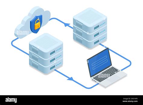 Isometric Modern Cloud Technology And Networking Big Data Flow Processing Concept Cloud
