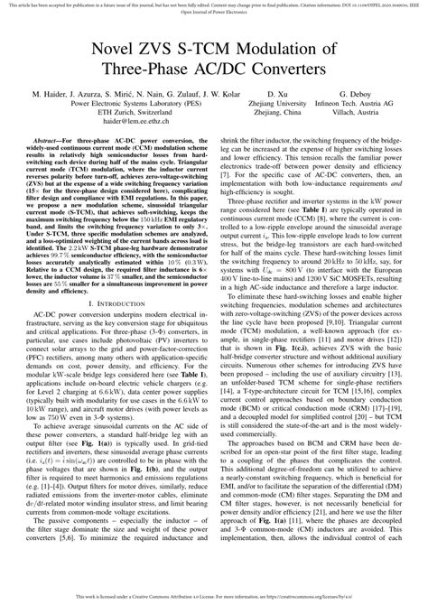 Pdf Novel Zvs S Tcm Modulation Of Three Phase Ac Dc Converters