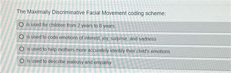 Solved The Maximally Discriminative Facial Movement Coding