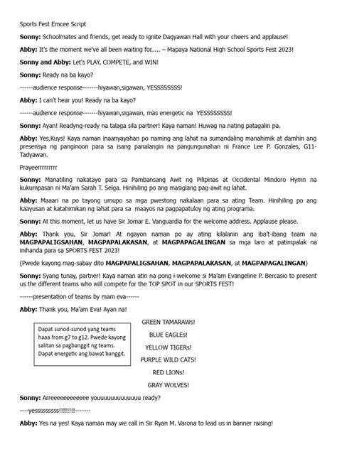 Sports Fest Emcee Script Pdf Sports Fest Emcee Script Pdf