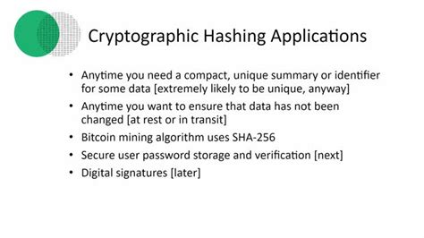 Cs 240 Cryptographic Hashing Applications
