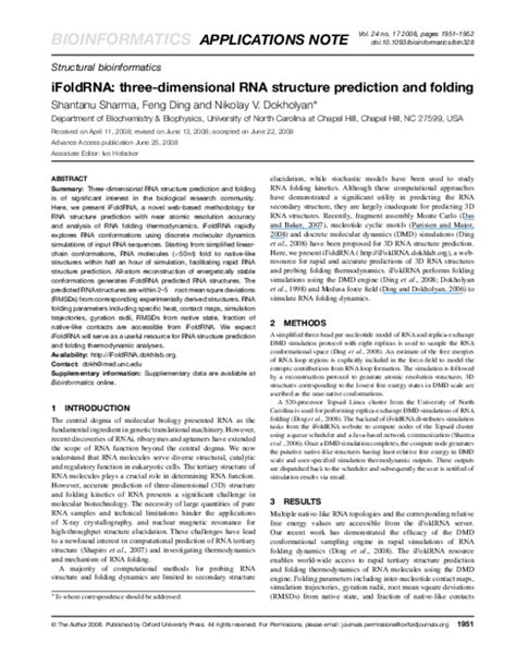 Pdf Ifoldrna Three Dimensional Rna Structure Prediction And Folding