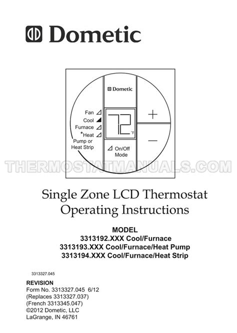 Dometic Single Zone Lcd Operating Instructions