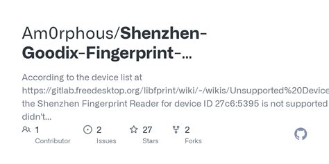 Github Am Rphous Shenzhen Goodix Fingerprint Reader According To The Device List At Https