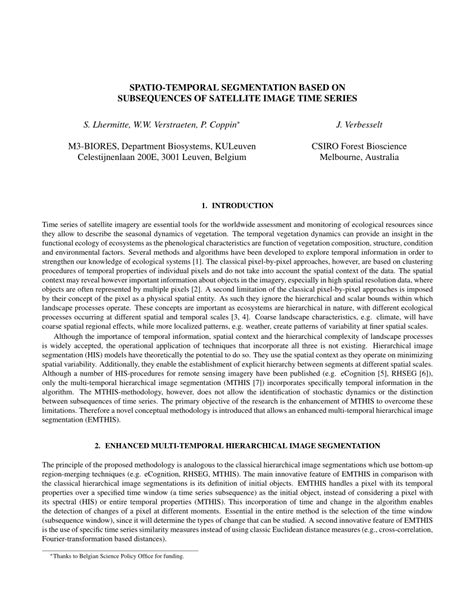 Pdf Spatio Temporal Segmentation Based On Subsequences Of Satellite