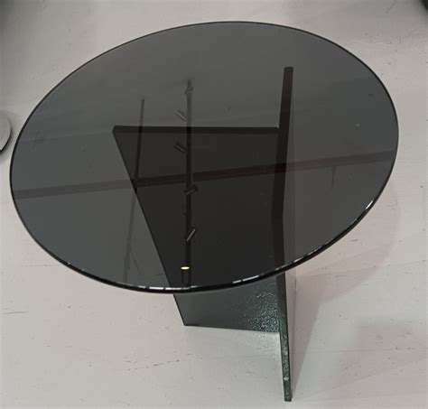 Black Tinted Round Mm Thick Tempered Glass Side Table Lush