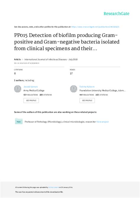 Pdf Pp 015 Detection Of Biofilm Producing Gram Positive And Gram