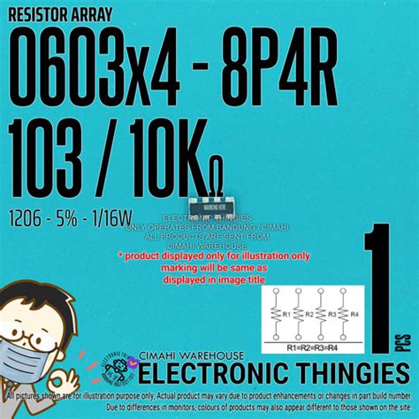 Jual Resistor Array 8p4r 0603x4 5 103 10k Ohm 116w 4d03 Network
