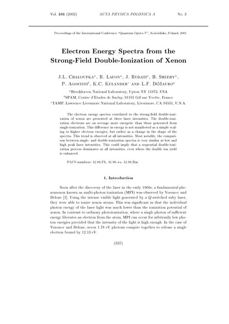 Pdf Electron Energy Spectra From The Strong Field Double Ionization Of Xenon