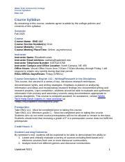 Lewis ENG FA Syllabus Docx Wake Tech Community College Course Syllabus ENG