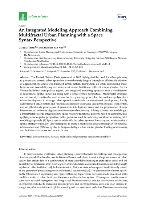 Pdf An Integrated Modeling Approach Combining Multifractal Urban Planning With A Space Syntax