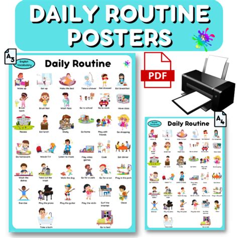Daily Routine Classroom Posters Decorations Bulletin Board Speech