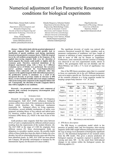 Pdf Numerical Adjustment Of Ion Parametric Resonance Conditions For