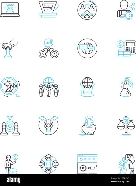 Online Banking Linear Icons Set Security Efficiency Convenience