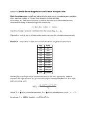 Lecture Pdf Lecture Multi Linear Regression And Linear Interpolation Multi Linear