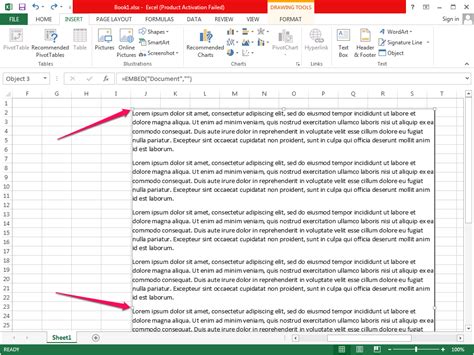 how to embed a word document in excel