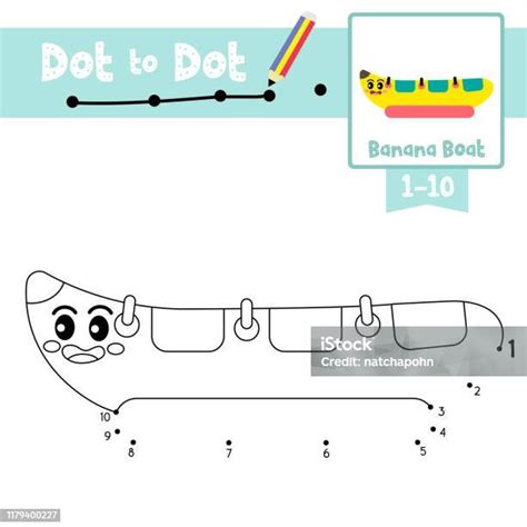 도트 교육 게임 및 색칠 공부 바나나 보트 만화 캐릭터 측면 보기 벡터 일러스트 10에 대한 스톡 벡터 아트 및 기타 이미지