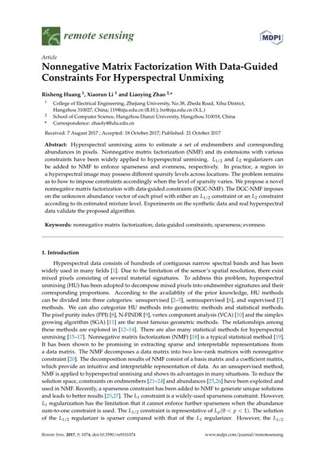 Pdf Nonnegative Matrix Factorization With Data Guided Constraints For