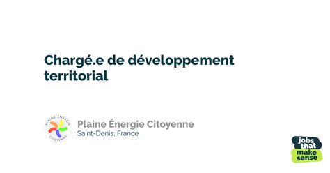 Chargée De Développement Territorial Saint Ouen Sur Seine Plaine Énergie Citoyenne 0610